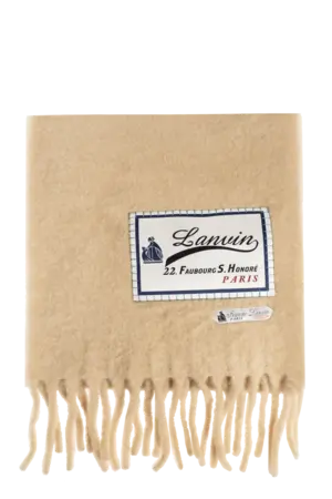 LANVIN Wool Scarf With Logo - Beige