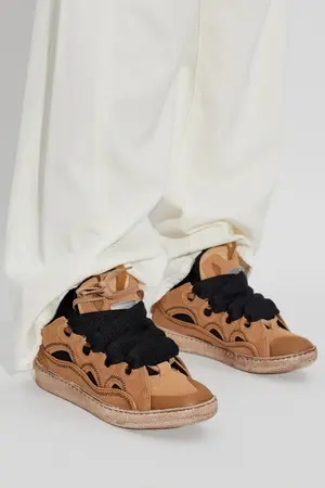 LANVIN Curb’ Leather Sneakers - Brown
