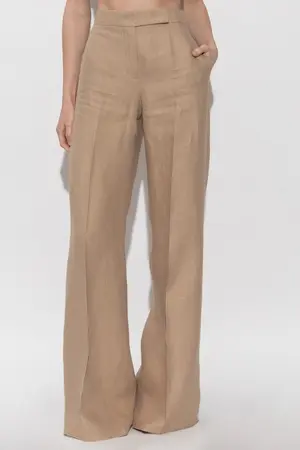 Max Mara Wide-leg Linen Trousers - Beige
