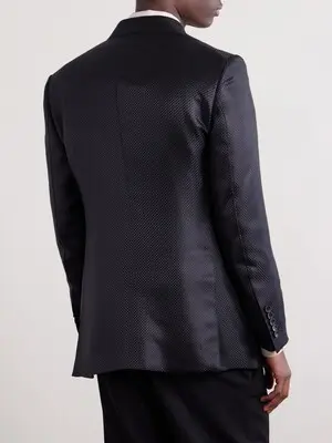 TOM FORD Double-breasted Silk-hopsack Blazer