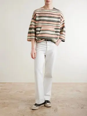 Visvim Burrow Striped Wool And Cashmere-blend Sweater