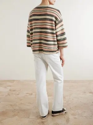 Visvim Burrow Striped Wool And Cashmere-blend Sweater