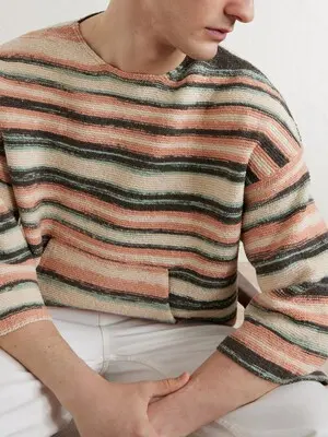 Visvim Burrow Striped Wool And Cashmere-blend Sweater