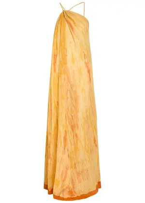 DELOS Amaya Cotton And Silk-blend Maxi Dress - Yellow