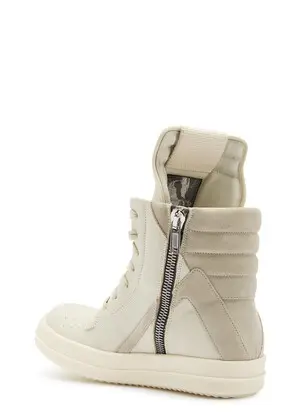 Rick Owens Geobasket Panelled Leather Sneakers