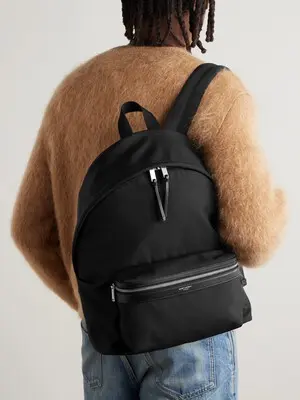 Saint Laurent City Leather-trimmed Canvas Backpack - Black