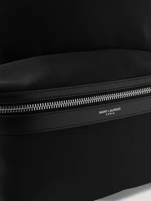 Saint Laurent City Leather-trimmed Canvas Backpack - Black