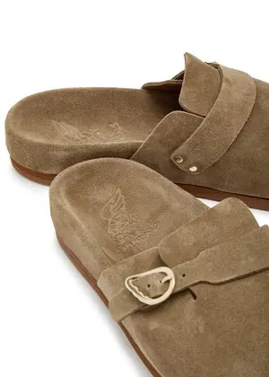 ANCIENT GREEK SANDALS Vasilista Suede Mules - Khaki