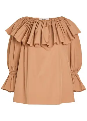 Chloé Ruffle Cotton-poplin Blouse