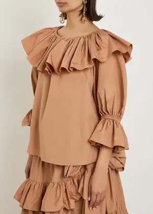 Chloé Ruffle Cotton-poplin Blouse