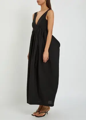 RÓHE Sculpted Cotton-blend Poplin Maxi Dress - Black