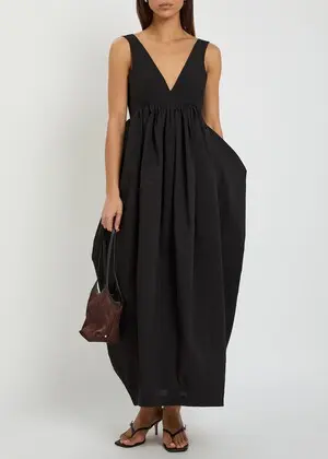 RÓHE Sculpted Cotton-blend Poplin Maxi Dress - Black
