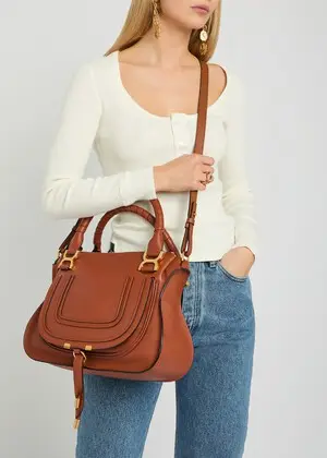 Chloé Marcie Medium Grained Leather Tote Bag - Tan