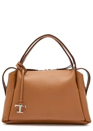 TOD'S Grained Leather Top Handle Bag - Beige