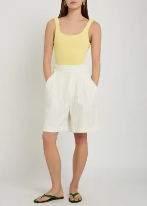 Hunza G Square-neck Crinkle Swimsuit - Yellow
