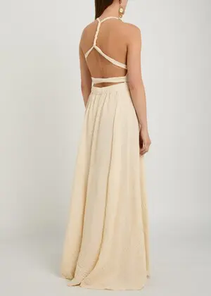 Caravana Adjustable Tie Halterneck Maxi Dress - Natural