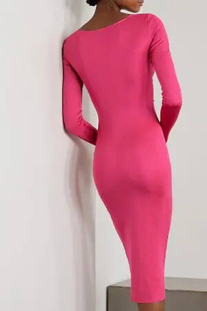 TOM FORD Cutout Embellished Knit Midi Dress - Fuchsia