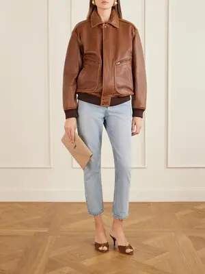 Saint Laurent Paris Matelassé Leather Pouch - Neutrals