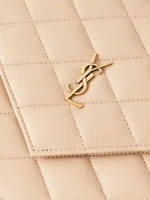 Saint Laurent Paris Matelassé Leather Pouch - Neutrals