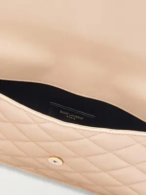 Saint Laurent Paris Matelassé Leather Pouch - Neutrals