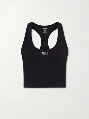 Sporty & Rich Runner Sports Tech-jersey Cropped Tank Top - Black