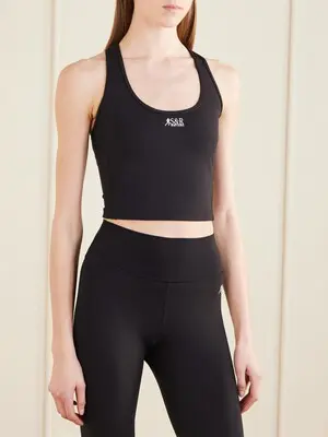 Sporty & Rich Runner Sports Tech-jersey Cropped Tank Top - Black