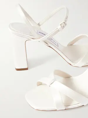 JIMMY CHOO Elsy 85 Satin Slingback Sandals - Neutrals