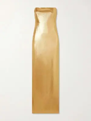Galvan Satin Metallic Gown - Gold