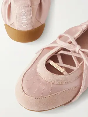 Chloé Suede-trimmed Satin Sneakers - Pink