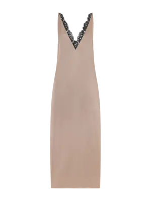 Stella McCartney Lace-trimmed Satin Midi Dress - Brown