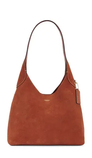 COACH Suede Brooklyn 28 Shoulder Bag - Clay