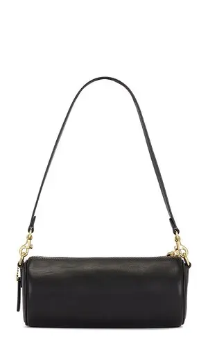 COACH Natural Grain Leather Barrel Bag - Black