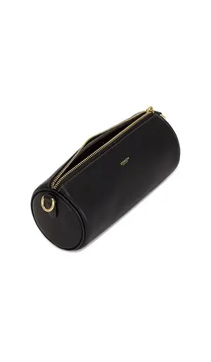 COACH Natural Grain Leather Barrel Bag - Black