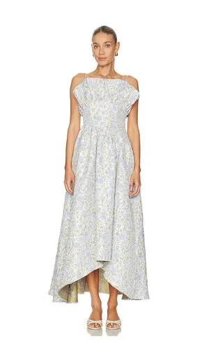 Blue Jacquard Maxi Dresses