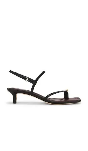 Vince Polli Kitten Heel Sandals With Ankle Strap And Metal Accent - Black