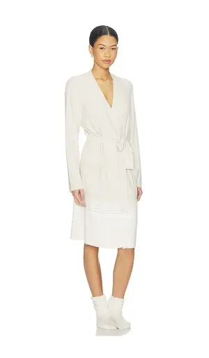 Barefoot Dreams Variegated Stripe Ribbed Robe In Beige - Multi