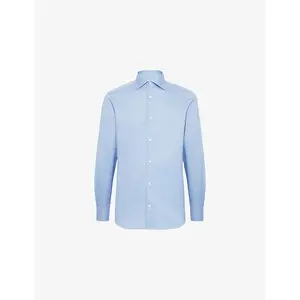 Boggi Milano Point-collar Slim Fit Cotton-twill Shirt - Light Blue