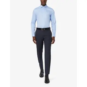 Boggi Milano Point-collar Slim Fit Cotton-twill Shirt - Light Blue
