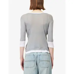 Gimaguas Gemma Double-edge Cotton-jersey Top - Grey