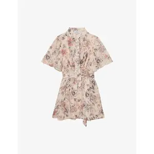 REISS Luna Floral-print Woven Mini Dress