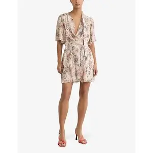 REISS Luna Floral-print Woven Mini Dress