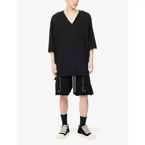 Rick Owens Tommy V-neck Cotton T-shirt - Black