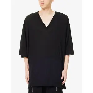 Rick Owens Tommy V-neck Cotton T-shirt - Black