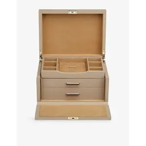 Smythson Panama Three-drawer Leather Jewellery Box - Sandstone