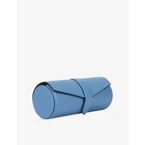 Smythson Panama Leather Watch And Jewelry Roll - Nile Blue