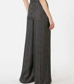 Max Mara Silk Stripe Drawstring Trousers - Black