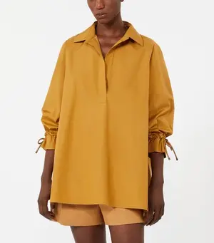 Max Mara Cotton Poplin Drawstring Blouse - Brown