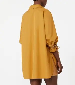 Max Mara Cotton Poplin Drawstring Blouse - Brown