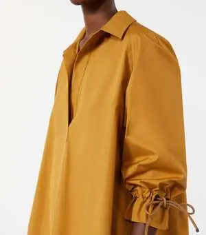 Max Mara Cotton Poplin Drawstring Blouse - Brown