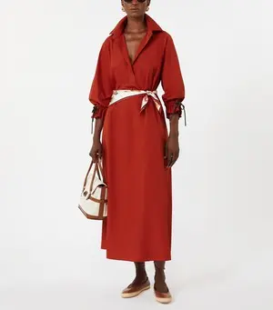 Max Mara Cotton Poplin Midi Shirt Dress - Red